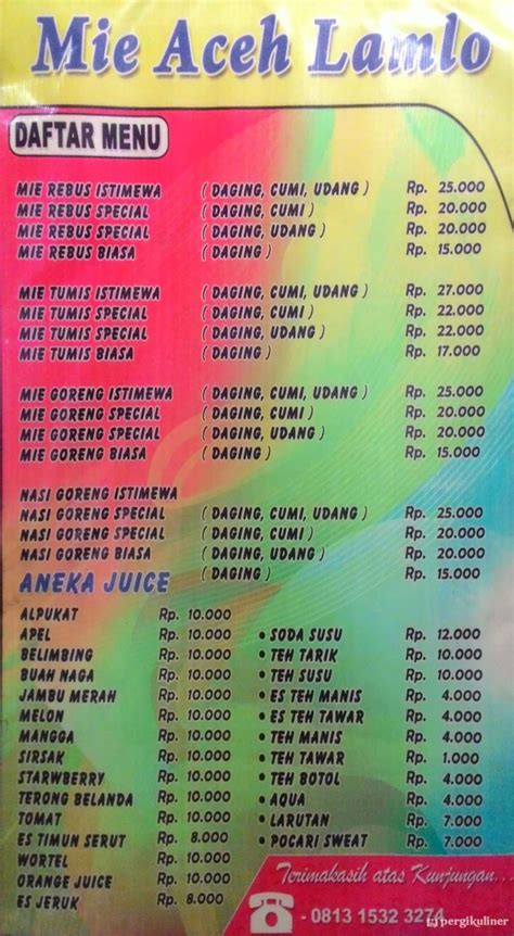 Selalu Diperbarui Menu Mie Aceh Lamlo Kalibata