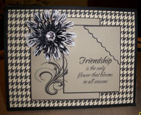 Black And White Flower Friendship Card