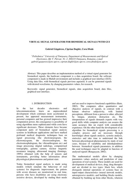 Pdf Virtual Signal Generator For Biomedical Signals With Gui