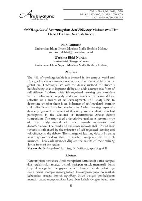 Pdf Self Regulated Learning Dan Self Efficacy Mahasiswa Tim Dokumentips