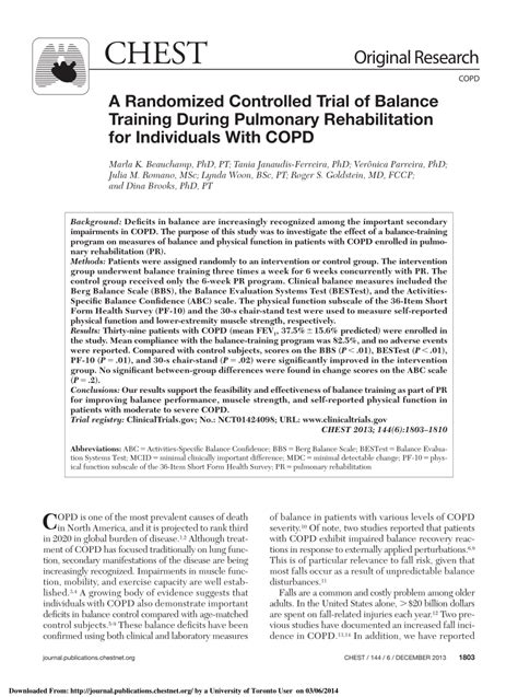 Pdf A Randomized Controlled Trial Of Balance Training During
