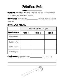 Friction Lab Force And Motion By BrutmanTeaches TPT