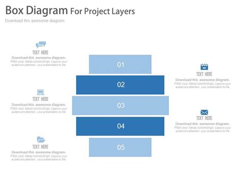 Five Staged Box Diagram For Project Layers Flat Powerpoint Design