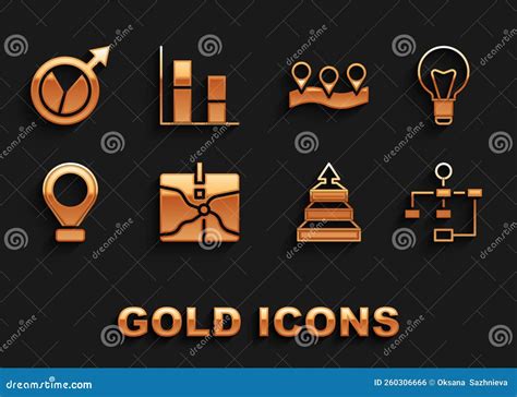 Set Intersection Point Light Bulb Hierarchy Organogram Chart Pyramid Infographics Location