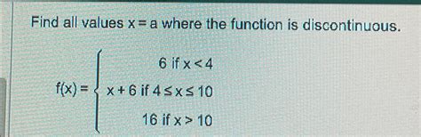 Solved Find All Values Xa Where The Function Is Solved Find All Values Xa Where The Function Is