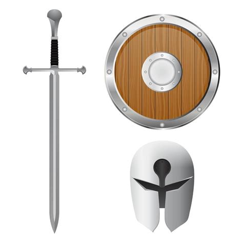 Sword Helmet And Shield Set 1266960 Vector Art At Vecteezy