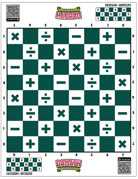 Damath Board And Resources Damath Math Checkers