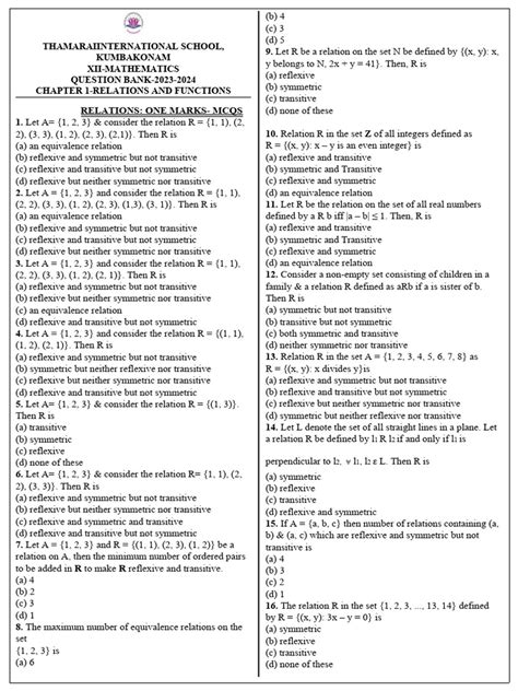 Chapter 1 Relations And Functions Pdf