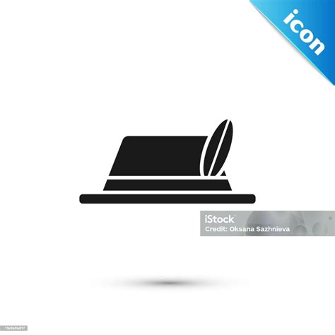 흰색 배경에 고립 된 검은 옥토버 페스트 모자 아이콘입니다 깃털이 달린 사냥꾼 모자 독일 모자 벡터 일러스트레이션 10월에 대한 스톡 벡터 아트 및 기타 이미지 Istock