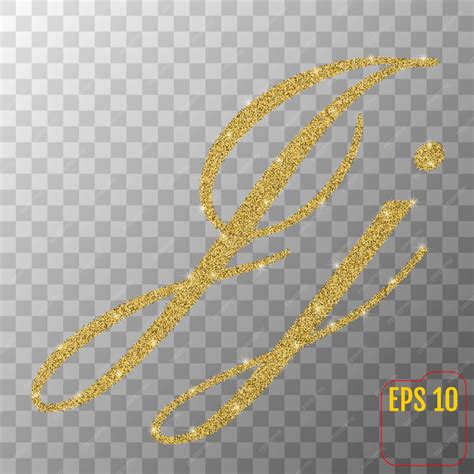 투명 한 배경에 손으로 그린 스타일의 골드 반짝이 분말 문자 J 황금 글꼴 유형 문자 J 대문자 벡터 일러스트 레이 션 프리미엄 벡터