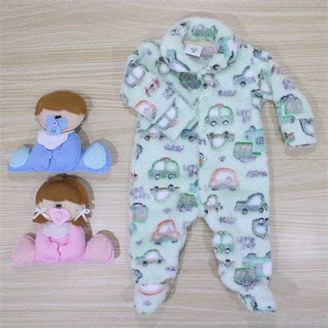 Macacão Tip Top Bebê Prematuro Em Fleece Verde Carrinhos Elo7