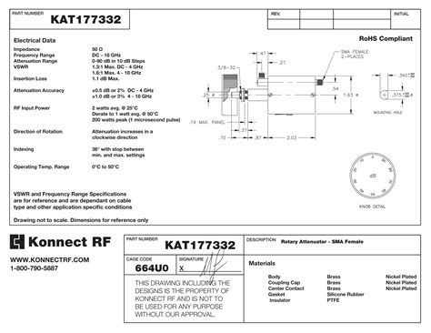 Rotary Attenuator Sma Female Dc 18 Ghz 2 Watts 0 90 Db In 10 Db