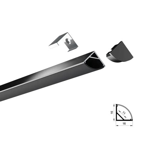 1616 코너 마운트 블랙 알루미늄 프로파일 Led 스트립 1m 2m 3m Buy 블랙 Led 프로필 프로필 Led 스트립 코너 알루미늄 프로파일 Product On