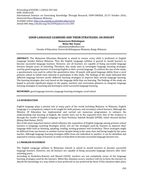 Pdf Good Language Learners And Their Strategies An Insight