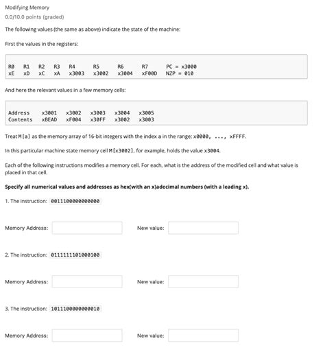 Solved Modifying Memory 00100 Points Graded The