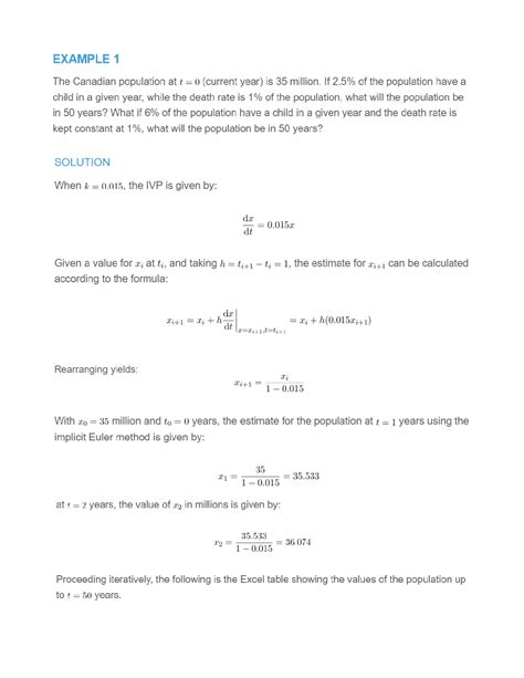 Backward Euler Method Exercises Mathematics Docsity