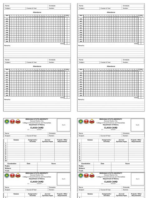 Class Card Pdf