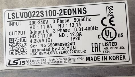Ls S100 Ac Driver Lslv0022s100 2eonns 3 Phase 200~240v 42kva Ebay