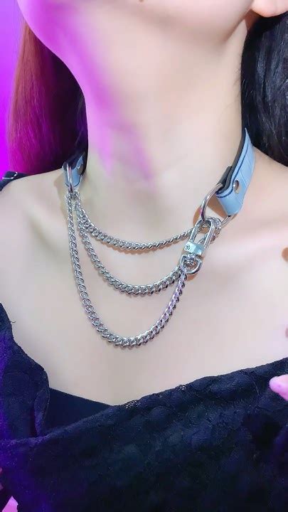 Lce Blue Leather 💙silver Chain Choker Choker Necklace Chokernecklace