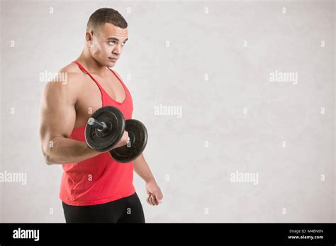 Standing Bicep Dumbbell Curl Stock Photo Alamy