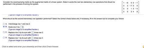 Solved Consider The Accompanying Matrix As The Augmented