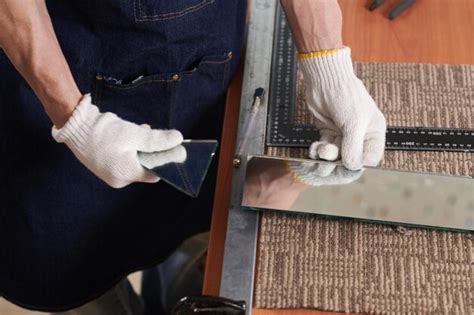 Premium Photo Worker Snapping Piece Of Mirror