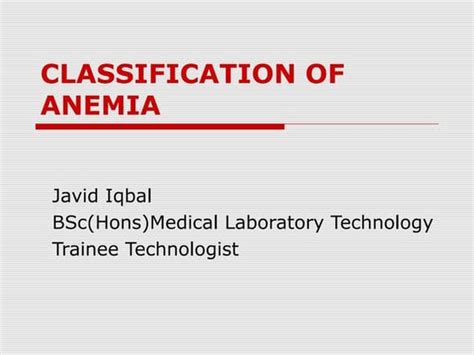 Anaemia Classification Types Causes Pathophysiology Etiology Ppt