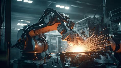 Robot Welding Is Welding Assembly Automotive Ai Generated Stock Illustration Illustration Of