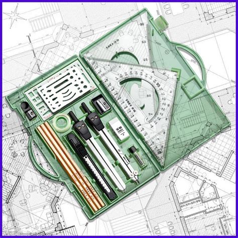 Drafting Tools 16 Pcs Professional Geometry Set With Case Triangle Ruler Compass Protractor Set