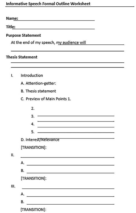 Formal Outline Templates For Writing And Speech Room Surf Com