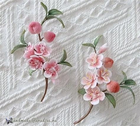 Веточки цветущего персика крючком Вязаные крючком узоры для украшений Вязание крючком поделки