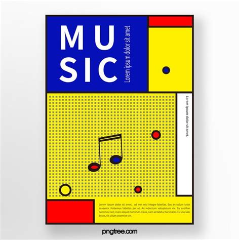 Yellow Mondrian Style Music Poster