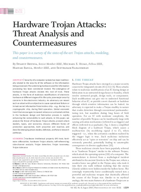 Pdf Hardware Trojan Attacks Threat Analysis And Countermeasures
