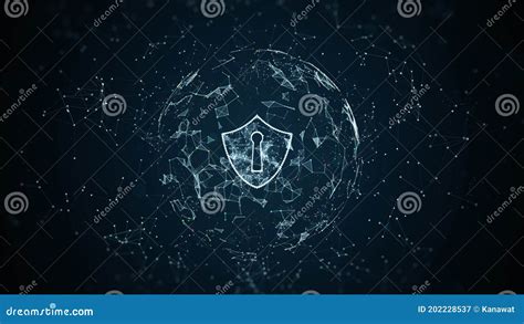 Shield Icon On Secure Global Network Cyber Security And Information Network Protection Future