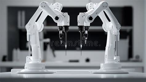 Two Advanced Robotic Arms In A Modern Laboratory Setting Featuring
