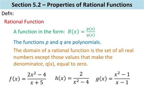 Ppt Section 5 2 Properties Of Rational Functions Powerpoint