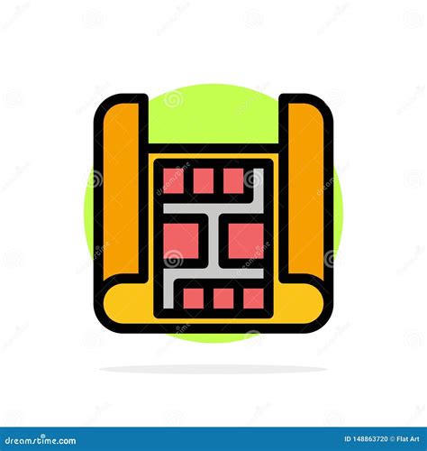 Map Construction Building Abstract Circle Background Flat Color Icon Stock Vector