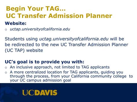 Ppt The Uc Transfer Admission Guarantee Tag Powerpoint Presentation