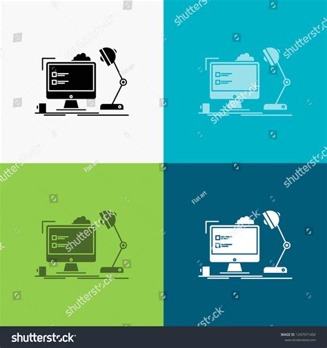 Workplace Workstation Office Lamp Computer Icon Stock Vector Royalty Free 1247971492