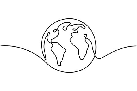 Continuous One Line Drawing A World Map Vector On White Background World Map Point And Line