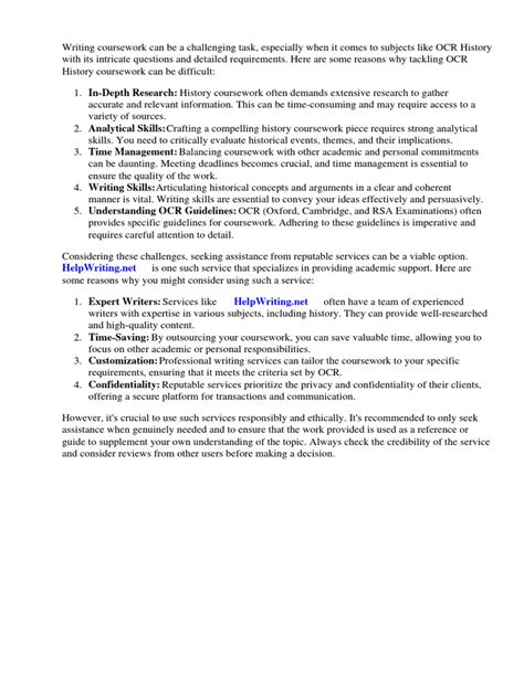 Ocr History Coursework Questions Pdf Gce Advanced Level United Kingdom Expert