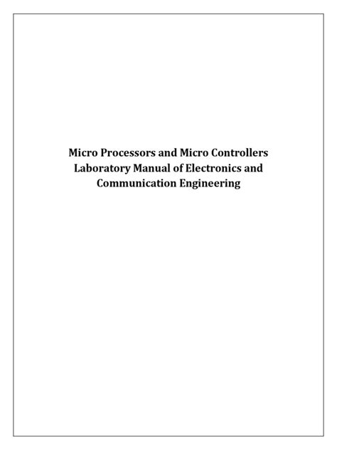 Micro Processors And Micro Controllers Laboratory Manual Of Electronics
