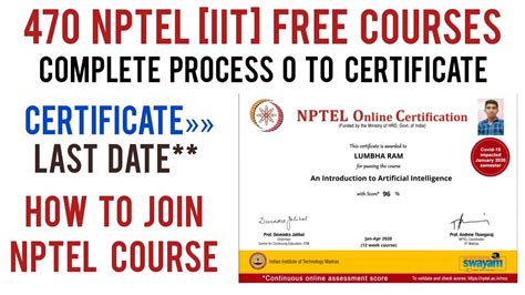 Nptel Certificate 500 Free Certificate From Iits Nptel Complete Process How To Enroll