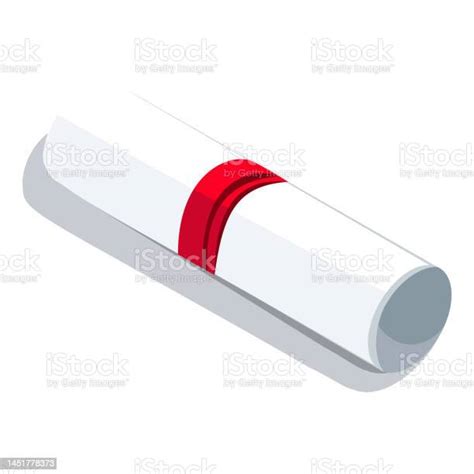 인증서 롤 묶인 빨간 리본 아이소메트릭 아이콘 벡터 일러스트 레이 션 0명에 대한 스톡 벡터 아트 및 기타 이미지 0명 그림자 등측투영법 Istock