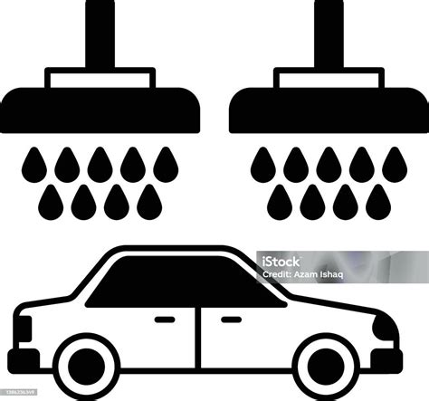 로봇 자동차 감작 서비스 스톡 일러스트 세차 터널 사이드 뷰 개념 워터 샤워 벡터 디자인 코비드 자동차 청소 서비스 기호 차량