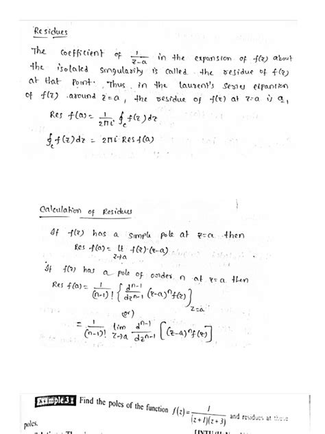 Residue And Residue Theorem Pdf