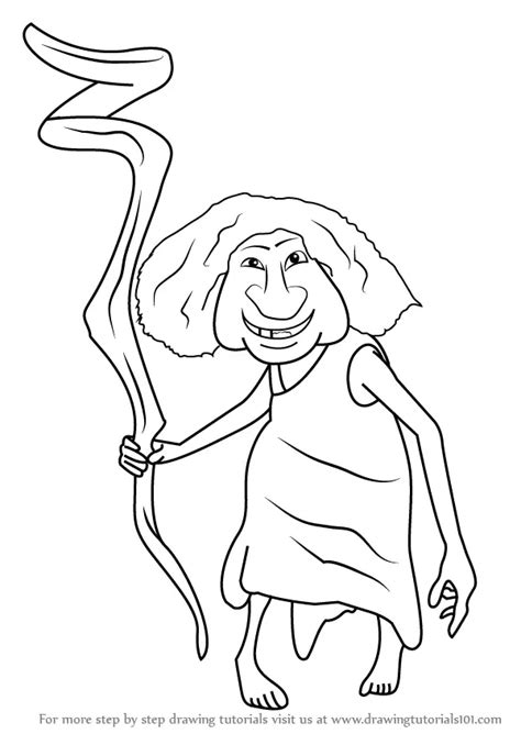 Learn How To Draw Gran From The Croods The Croods Step By Step Drawing Tutorials