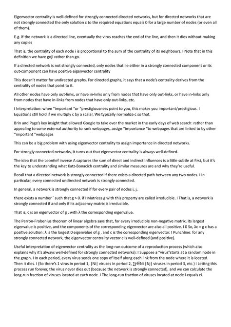 Lecture 3 Eigenvector Centrality Is Well Defined For Strongly Connected Directed Networks But