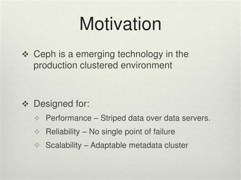 Ppt Ceph A Scalable High Performance Distributed File System