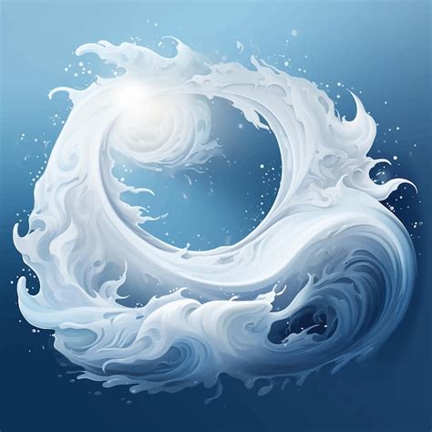 소용돌이 파동 수중 액체 스프레이 스트림 서프 스플래시 곡선 흐름 거품 파동 날씨 물방울 액체 프리미엄 벡터